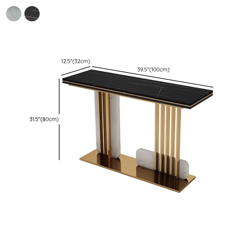 Glam Accent Table Rectangle Stone Console Table , 12.5 inch Wide