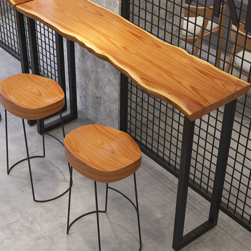 Industrial Rectangle Bar Height Table Solid Wood Top Bar Table for ...